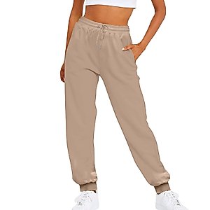 FAMOORE Corduroy Pants Women Ladies Solid Color Drawstring Elastic Waist Casual Loose Foot Fleece Pants for Women Casual