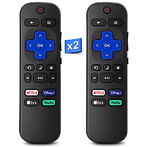 【Pack of 2】 Replacement for Roku-TV-Remote, Compatible for TCL Roku/Hisense Roku/Onn Roku/Sharp Roku Series Smart TVs (Not for Roku Stick and Box)