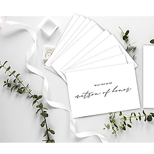 TQDaiker 10 Packs Will You Be My Bridesmaid Cards, 2 Matron of Honor 2 Maid of Honor Card, 6 Bridesmaid Cards, Bridesmaid Invitation Card Set of 10, Bridesmaid Proposal Wedding Card, White and Black