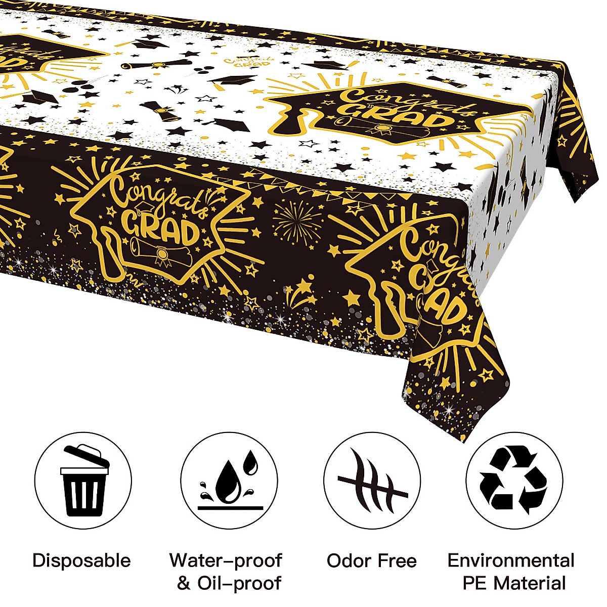 4 Pack Graduation Party Supplies 2024 Plastic Graduation Tablecloth, 54"x108" Waterproof Rectangle Table Cover Congrats Grad Party Decoration for College High School