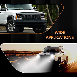 DOXMALL 2Pcs 5x7 7X6 LED Headlights H6054 Retangular Sealed Beam Headlight With White Halo Daylight Compatible with Cherokee XJ Wrangler YJ GMC Dodge Kenworth T300 Etc