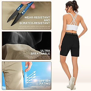 Jessie Kidden Womens Stretch Cargo Hiking Shorts Quick Dry Elastic Waist 7" Casual Shorts for Women Black