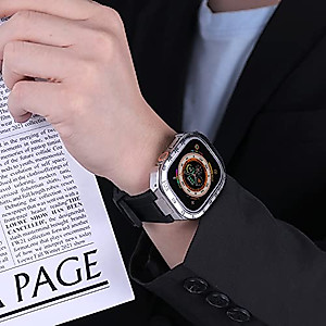 BEIZIYE Stainless Steel Case with Band Compatible Apple Watch Ultra 49mm, Designed for Men's Apple Watch Ultra 49mm Case (Silvery)