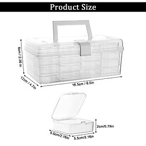 ZEVOFIUR Craft Organizer Upgraded 32 Piece Small Bead Organizer and Storage Plastic Box, Mini Clear Bead Organizer, Clear and Stackable with Label Stickers