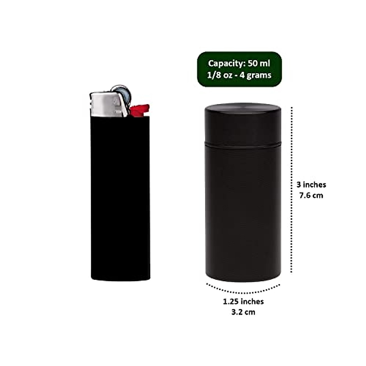 Stash Jar – Airtight Smell Proof Jar Aluminum Storage Container. Waterproof Weed Accessories Durable Multi-Use Portable Weed Jar. Herb Tobacco Spices Container Screw-Top Lid Lock Odor – Black (1)