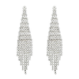 SELOVO Long Chandelier Dangly Dangle Earrings Silver Tone Tassel Bride Jewelry for Women