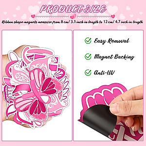 12 Pcs Pink Ribbon Shaped Awareness Car Magnet Breast Cancer Awareness Fight Magnets Stickers Decal Set Refrigerator Butterfly Ribbon Hope Magnets for Garage Door Refrigerator Car Decor