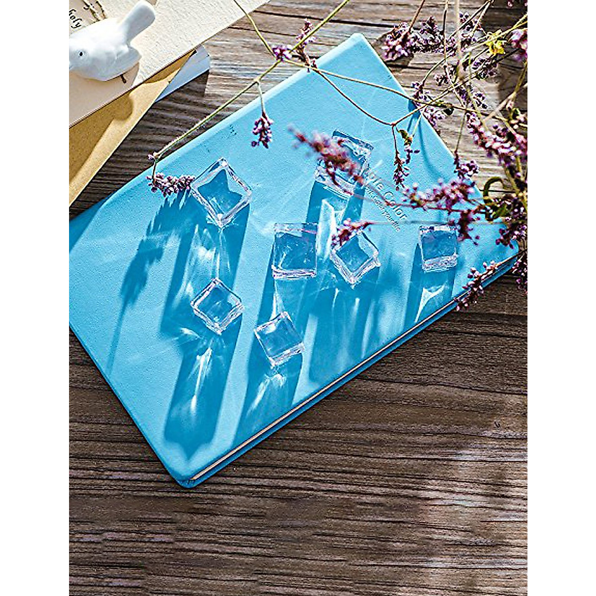 DomeStar Clear Fake Ice Cubes, 20 PCS 0.8" Plastic Ice Cubes Acrylic Clear Ice Rock Diamond Crystals Square Fake Ice Cubes Display for Home Decoration Wedding Centerpiece Vase Fillers