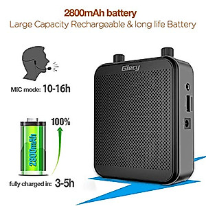 Portable Voice Amplifier, Giecy 30W 2800mAh Bluetooth Rechargeable Personal Voice Amplifier with Microphone Headset, PA System Speaker for Multiple Locations Classroom, Meetings and Outdoors