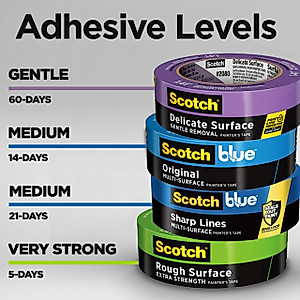 Scotch Rough Surface Extra Strength Painter's Tape, Green, Tape Protects Surfaces and Removes Easily, Rough Surface Painting Tape for Indoor and Outdoor Use, 1.41 Inches x 60.1 Yards, 1 Roll