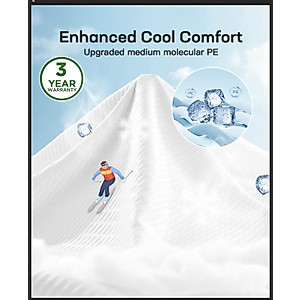 Marsail 3-Inch Full Mattress Topper with Cool Cover, Breathable Gel Memory Foam Mattress Topper with Elastic Straps & Anti-Slip Bottom for Body Pain Relief, CertiPUR-US Certified, MSMT11W-F3