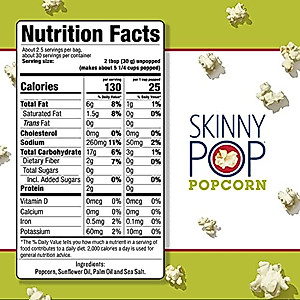 SkinnyPop Sea Salt Microwave Popcorn Bags, Healthy Snacks Microwavable Bags, 2.8 Oz, 12 Boxes (3 Bags per Box), 36 Bags Total, Skinny Pop, Healthy Popcorn, Gluten Free, 2.8 Ounce (Pack of 36)