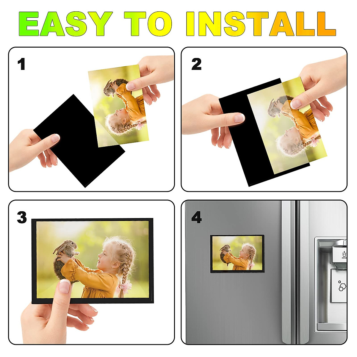 CHUNNIAO Black Magnetic Picture Frame 4X6 for Refrigerator,Photo Magnets Sleeves