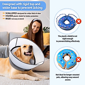 NoarWin Inflatable Dog Cone Collar, Soft Dog Cone for Dogs After Surgery, 2-in-1 Inflatable Dog Cone with Detachable Anti-Licking Shield, Adjustable Dog Cone Collar, Elizabethan Collar (L, Grey)