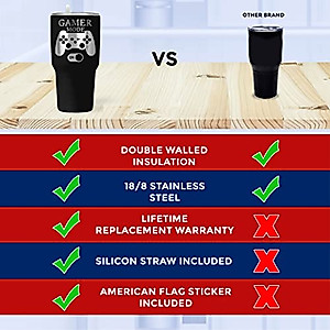 Gaming Mugs for Men - Gamer Mode ON - 30oz Stainless Steel Tumbler with Lid and Silicone Straw | Funny Gifts For Gamers Idea Gamer Cup - Video Gamer Mug Boys - Nerd Gifts