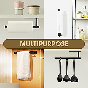 JDGOU Paper Towel Holder Self Adhesive or Drilling,Paper Towel Holder Under Cabinet,Paper Towel Holder Wall Mount Waterproof and Rustproof,Perfect Kitchen Organization for Kitchen,Sink,Bathroom Black
