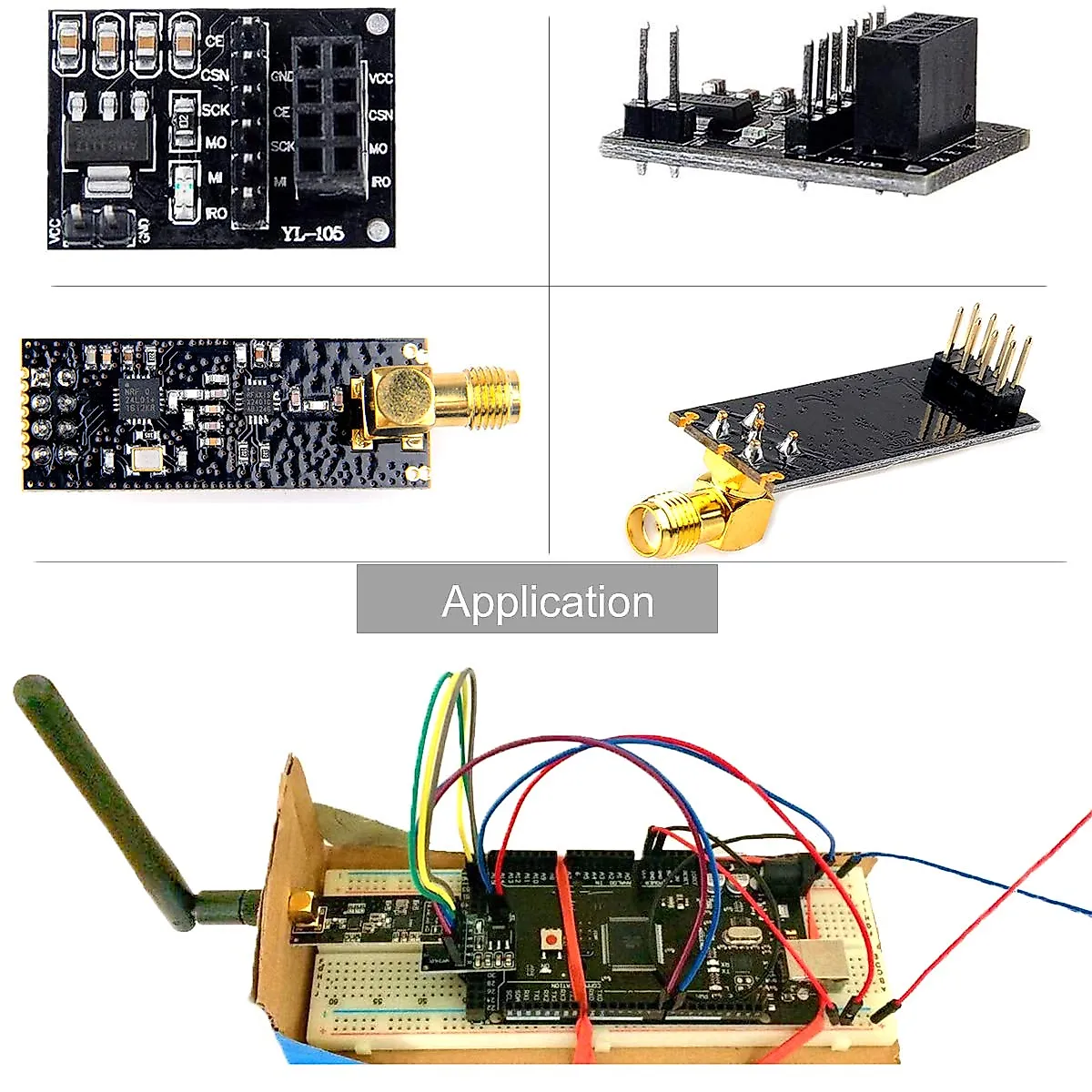 MakerFocus 3pcs NRF24L01+PA+LNA Wireless Transceiver RF Transceiver Module 2.4G 1100m with Antenna and 3pcs NRF24L01+ Breakout Adapter with 3.3V Regulator on-Board for Ar duino