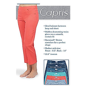 PajamaJeans Pull On Capris For Women - Womens Capri Jeans, Coral, 2X