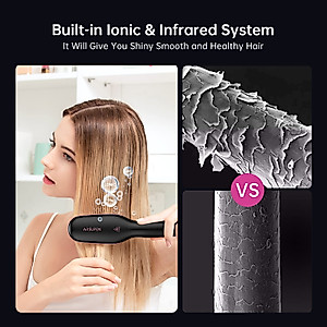 Hair Straightener Brush, Hair Straightener Comb with Anti-Scald & Auto Temperature Lock and Auto-Off, MCH Ceramic Heating, Birthday Gifts for Women, Christmas Gifts for Women…