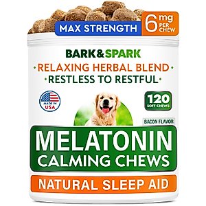 (Extra Strength) Calming Melatonin for Dogs Sleep - 6mg Dog Melatonin Chews for Small & Large Dogs, Puppy Melatonin Treats - Calming Aid for Dogs - Medium Doggie Sleeping Pills - 120 Treats