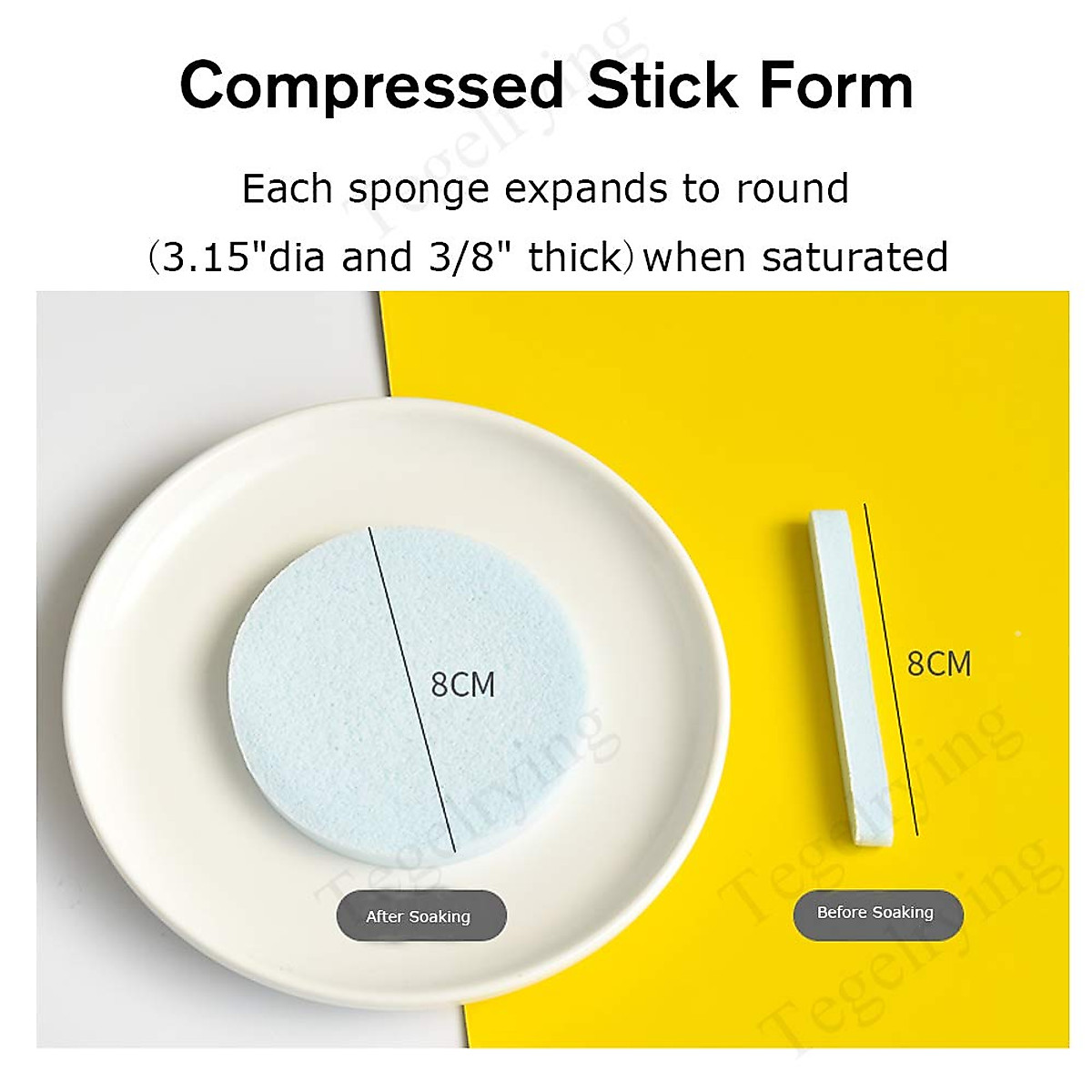 Facial Sponge Compressed,60 Pcs PVA Professional Makeup Removal Wash Round Face Sponges Spa Pads Exfoliating Cleansing for Women,Blue