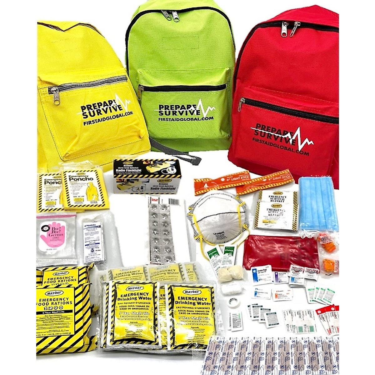 Emergency Preparedness Backpack for 2 Persons by PrepareSurvive (Lime)