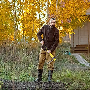 Ziqi Weeding Mattock Hoe 15 Inch Forged Garden Picks Tool, Pick Mattock with Fiberglass Handle, Garden Pick Axe Long Handle for Loosening Soil, Cultivating Vegetable Gardens, Camping, Archaeological