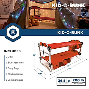 Disc-O-Bed Kid-O-Bunk with 2 Side Organizers, Red