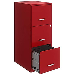 Hirsh Industries Space Solutions 3 Drawer Metal Vertical File Cabinet with Lock Lava Red