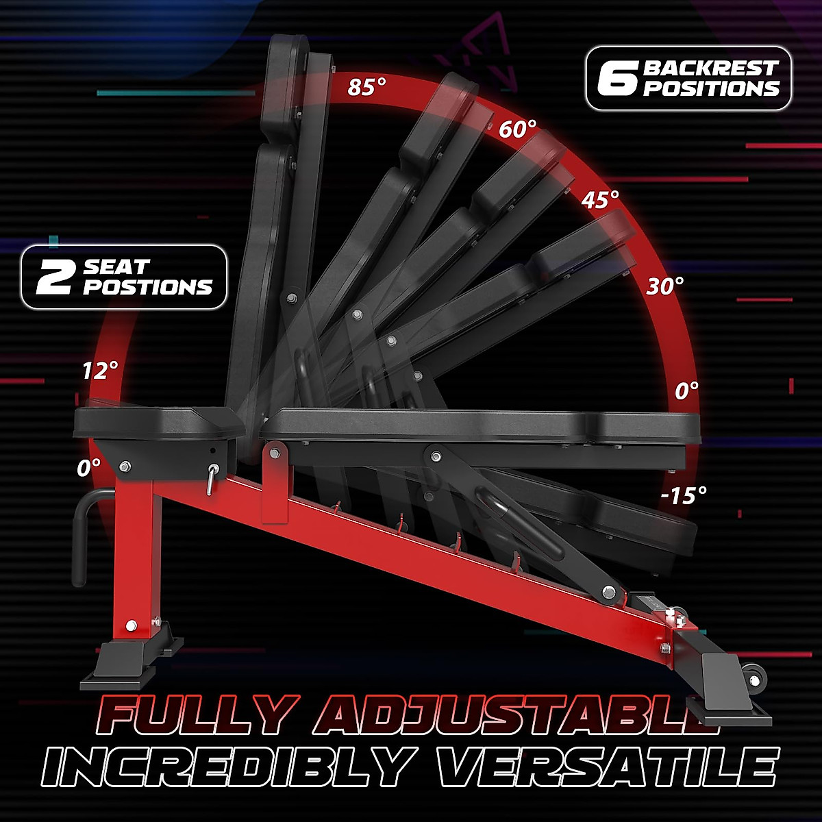 Mikolo Power Cage, Power Rack with LAT Pulldown, 1200 Pounds Capacity Workout Cage with More Training Attachments, Garage & Home Gym Package (Red)