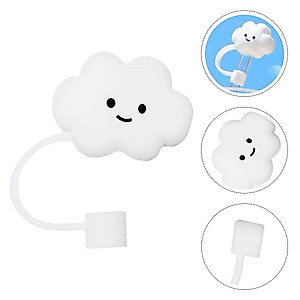 SEWACC 2 Pcs Straw Covers Cloud Shape Silicone Straw Caps Reusable Drinking Straw Tips Lids Straw Toppers for Home Office