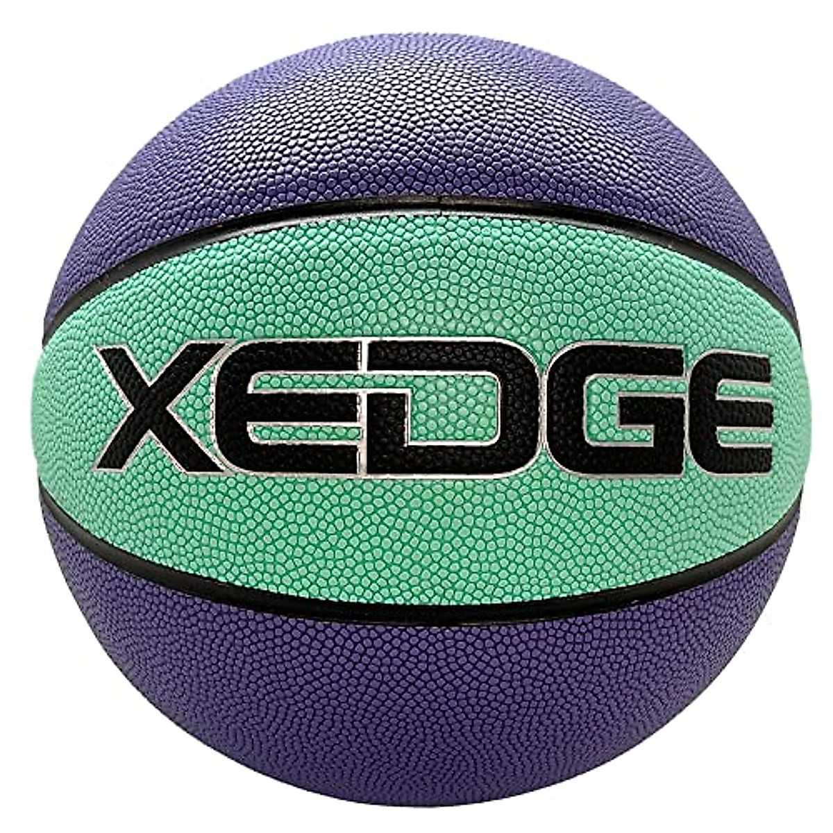 XEDGE Basketball Size 5/6/7 Composite Leather Street Basketball Indoor Outdoor Game Ball with Needle,Pump and Carry Bag (Green & Purple, Size 6)