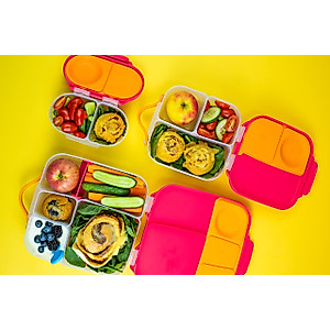 b.box Snackbox for Toddlers, Kids | Mini bento box, Lunch box | Leak Proof, 2 Compartments | BPA free, Dishwasher safe, Freezer safe (Strawberry Shake, 12 fl oz capacity)