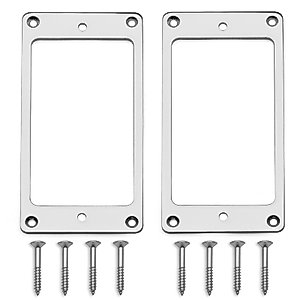 MAXCHEER 2PCS Metal Iron Flat Humbucker Pickup Ring for Electric Guitar Replacement (Chrome)