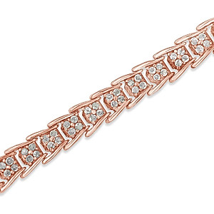 Haus of Brilliance 10K Rose Gold over .925 Sterling Silver 2.0 Cttw Diamond Fan-Shaped Overlapping Link Tennis Bracelet (I-J Color, I3 Clarity) - 7"