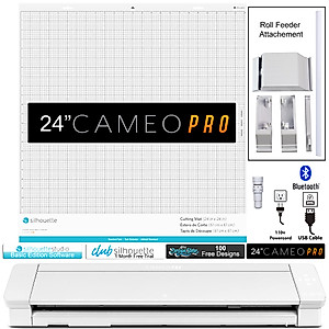 Silhouette Cameo 4 Pro Bundle with 4 Mats, 2 Autoblades, Deluxe Vinyl Tool Kit, and Guide to Silhouette 101 with Bonus Designs