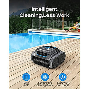 WYBOT High-end Cordless Wall Climbing Robotic Pool Cleaner with APP Mode, Smart Mapping Tech, Lasts 180mins, Automatic Pool Vacuum Robot with Powerful Suction, Fast Charging Fit for Inground Pools