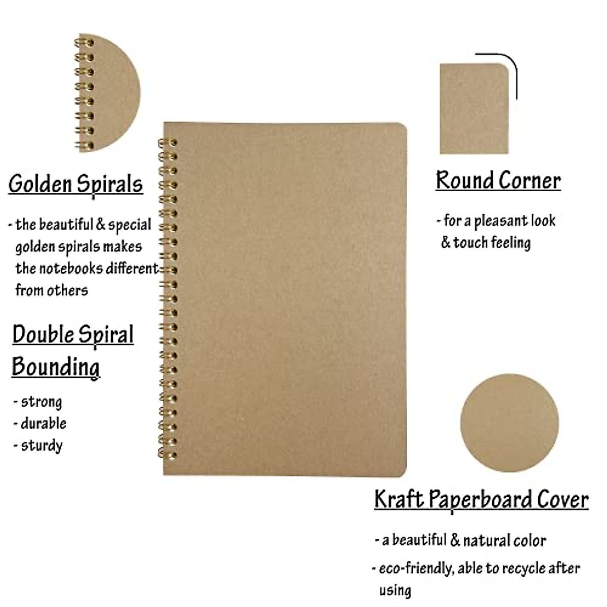 AOU A5 Dotted Bullet Journals Dot Grid Aesthetic Spiral Notebooks Paper Pad for Note Taking 2-Pack 200 Pages Writing Notepads for School 8.3" x 5.7" with 2 Gift Black Ink Gel Pens