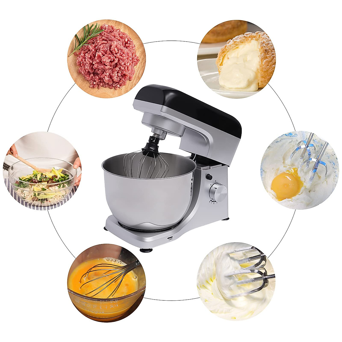 Fermoirper Stand Mixer 4.8Qt Electric Mixer for Dough, Salads, Cream, and More 8 Speeds Tilt-Head Design Stainless Steel Mixing Bucket 1000W Motor Perfect for Culinary Enthusiasts and Home Baker