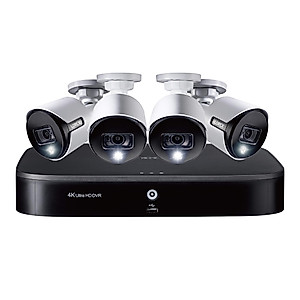 Lorex Indoor/Outdoor Wired Security Camera System, 5MP Ultra HD Bullet Cameras with Motion Detection Surveillance, Active Deterrence, 2TB 8 Channel DVR, 4 Cameras