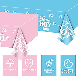 4Pcs Gender Reveal Tablecloths - Gender Reveal Decor Boys or Girls Table Coves Rectangular Pink and Blue Tablecloth Gender Reveal Ideas for Boy or Girl Party Supplies, 51 x 86.6 Inch (Gender Reveal-2)