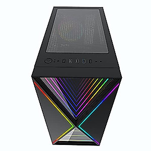 Bgears b-BlackWidow-RGB Black Gaming PC ATX case, Special Ripple effect Front Panel, Tempered Glass side. 2 x USB3.0, 3 x PWM 120mm ARGB Fans, Fan Controller with Remote, Support up to EATX board