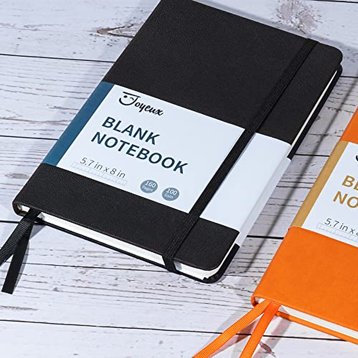 JOYEUX Blank Journal Notebook, A5, 160 Pages 100 Gsm Thick Sketch Books Hardcover Journal for Writing, 5.7 inches x 8 inches Notebooks for Work (Blank)