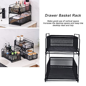 RIAAJ Kitchen Sink Shelf 2 Tier Metal Mesh Storage Baskets Organizer Kitchen Storage Drawer Basket Multilayer Kitchen Shelf Under Sink Drawer Large Capacity Storage Shelf Kitchen Sink Organizer