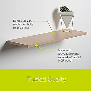 Delta Cycle & Home Wall Mounted Modern Floating Shelves, 2-Pack, Aveiro Oak - 24" Depth, 8" Length, 5" Thick, Holds Up to 33lbs - Durable Shelf with Invisible Bracket for Easy Installation