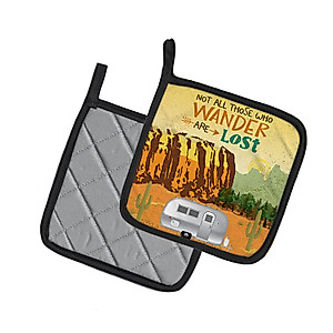 Caroline's Treasures VHA3026PTHD Airstream Camper Camping Wander Pair of Pot Holders Kitchen Heat Resistant Pot Holders Sets Oven Hot Pads for Cooking Baking BBQ, 7 1/2 x 7 1/2