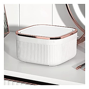 ZHAOLEI Desktop White Trash Cans Pressing Type Square Car Garbage Can with Lid Small Trash Bin Kitchen Storage Baskets