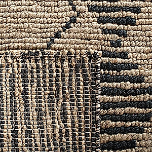 SAFAVIEH Bohemian Collection 2'6" x 8' Beige / Black BOH703Z Handmade Moroccan Tribal Jute Runner Rug