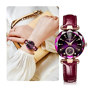 NN BEN NEVIS Watch, Watches for Women with Elegant Leather Strap, Fashion Analog Creative Diamond Dial Wrist Watch, Jewelry Gift for Wedding Anniversary Birthday