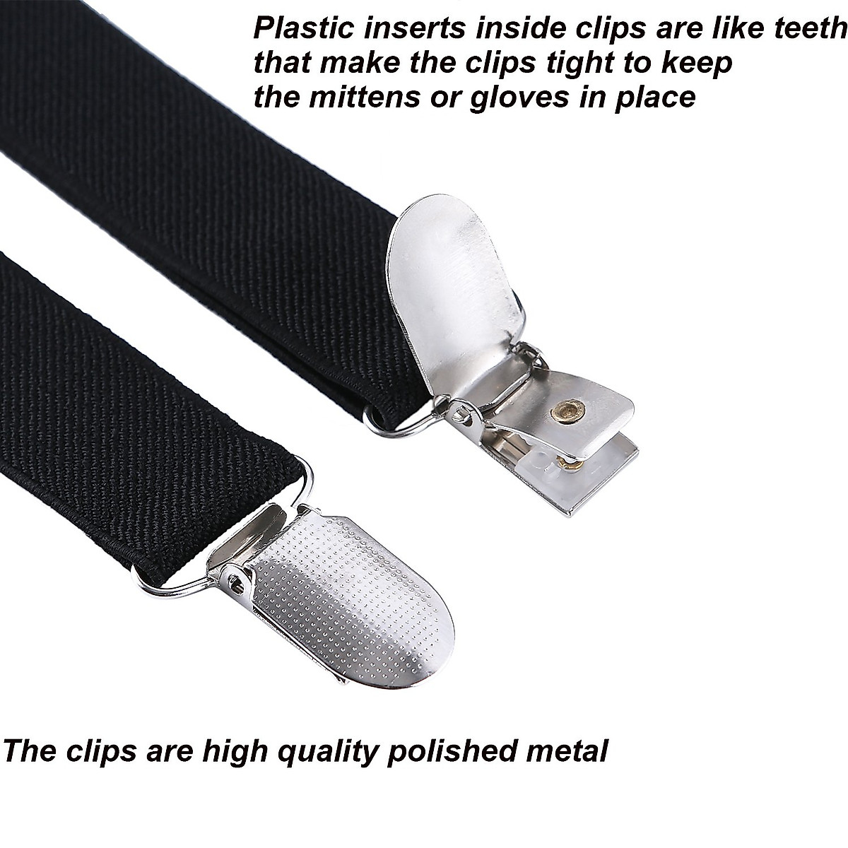 Resinta 2 Pack Mitten Clips Adjustable Kids Gloves Mitten Clips, Black, 24-48 Inches (black)